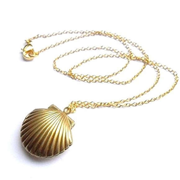 Jewelry | Sea Shell Locket Mermaid Necklace Golden | Poshmark